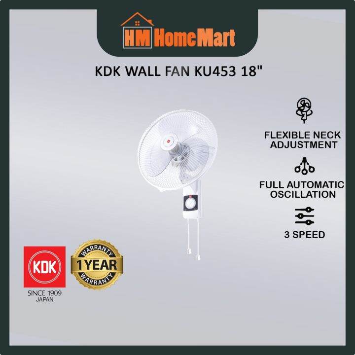 KDK KU453 18" Wall Fan (White) (1 Year Warranty) | Lazada