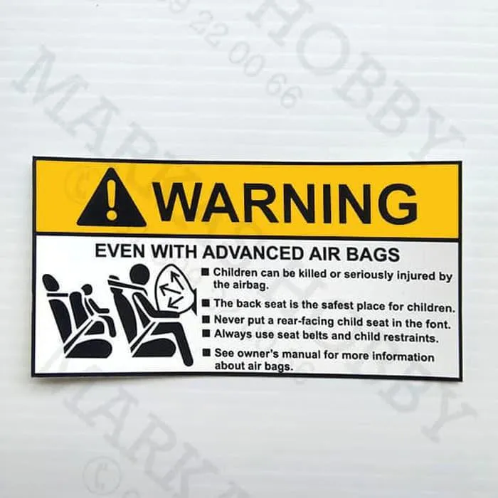 Stiker / Sticker Warning Even With Advanced Airbags ( Warning Sign ...