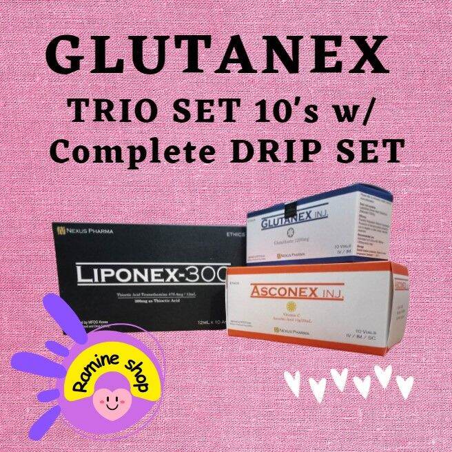 RAMINE Glutanex TRIO SET with COMPLETE DRIP SET 10’s | Lazada PH