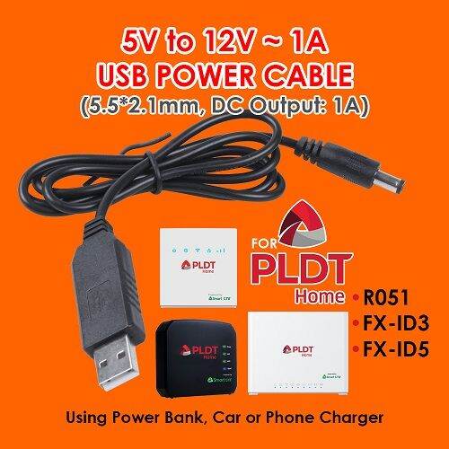 5V to 12V USB Power Converter Cable for PLDT Home Prepaid WiFi R051 FX ...