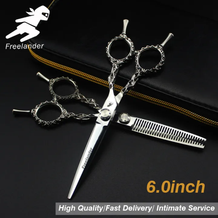 6.0 Inch XGL Freelander Double Tail Carved Handle Flat Shear Teeth ...