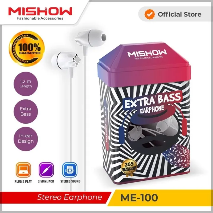 MISHOW Earphone Me-100 ExtraBass with Mic | Lazada Indonesia