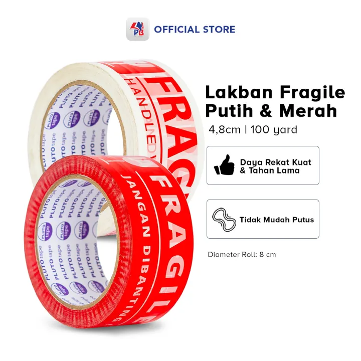 Lakban Fragile Isolasi Jangan di Banting Handle With Care Warna Putih ...