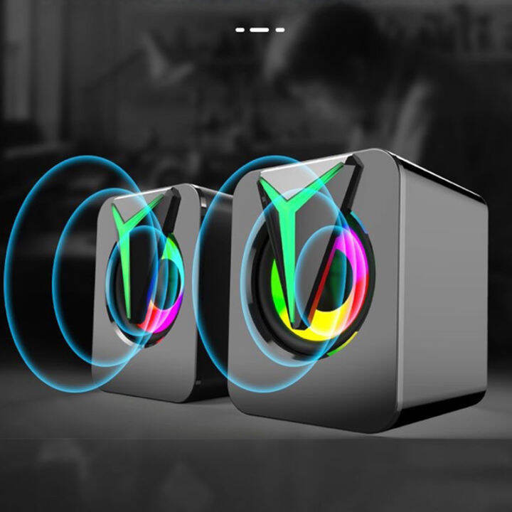 PC Speakers Computer Sound Box HIFI Stereo Microphone USB with LED ...