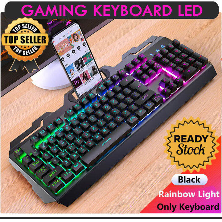 Gaming Keyboard LED Leopard G700 dengan Smartphone Holder Hp RGB ...