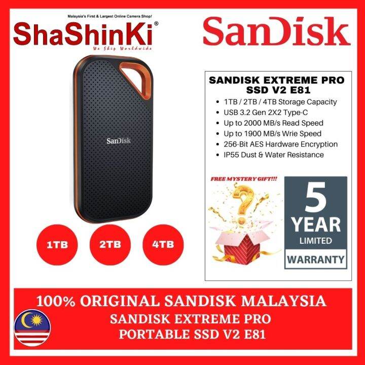 SanDisk Extreme Pro® Portable SSD V2 (1TB/ 2TB/ 4TB) | Lazada