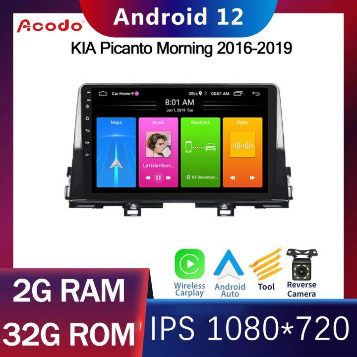 Acodo 9” Android 12 For KIA Picanto Morning 2016 2017 2018 2019 Car Radio Multimedia Player ...