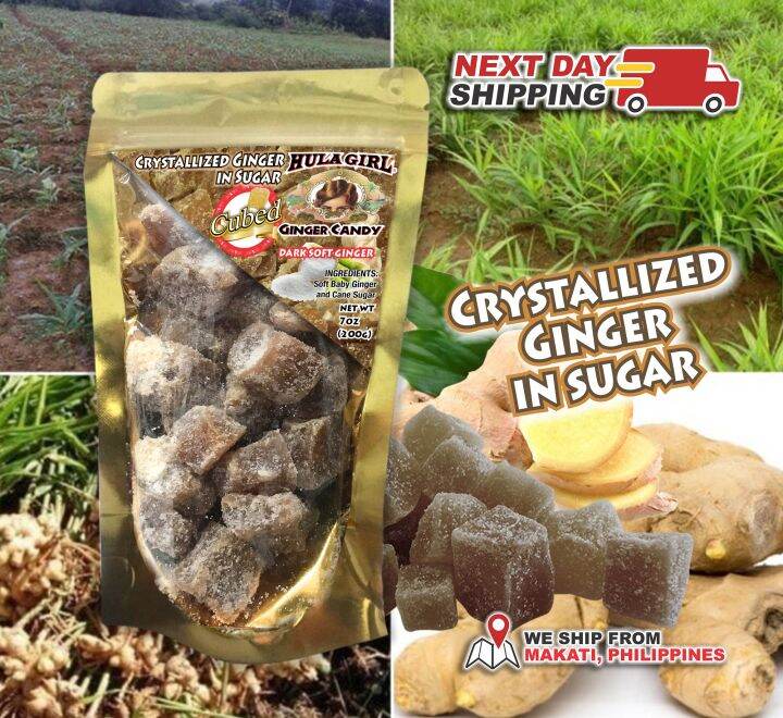 Crystallized Ginger Sugar Cubes DARK Soft Candy ( 200grams / 100grams ...