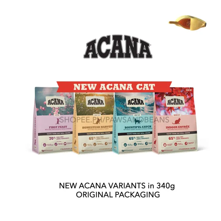 Acana NEW Enhanced Cat Food First Feast, Homestead Harvest, Bountiful Catch, Indoor Entree 340g ...