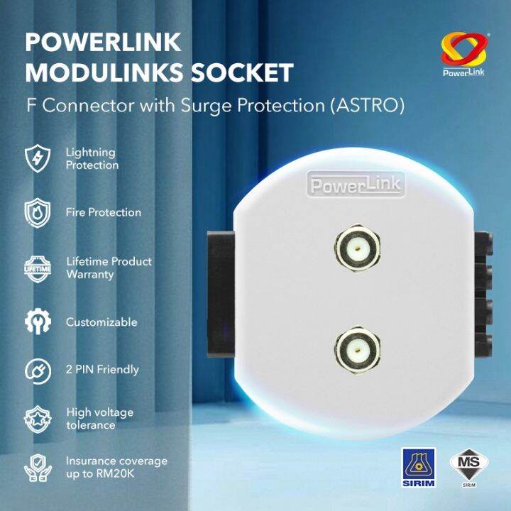 Powerlink Modulinks socket Acc -F CONNECTOR WITH SURGE PROTECTION (ASTRO) | Lazada