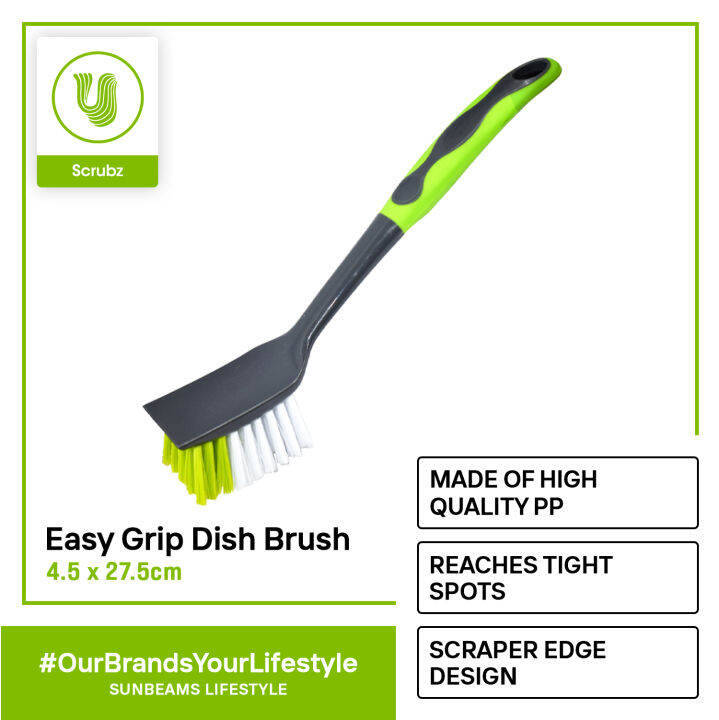 SCRUBZ Premium Dish Brush with Easy Grip Handle Heavy Duty Cleaning ...