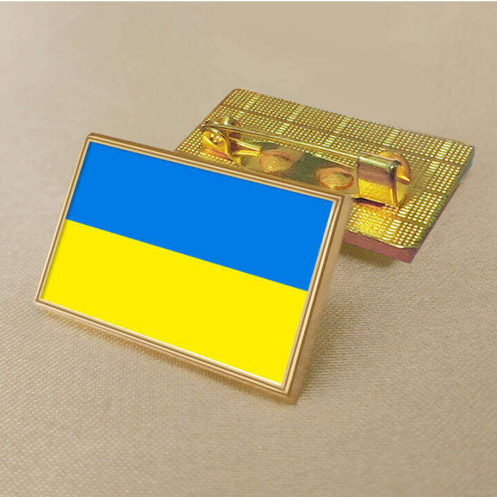 Ukrainian flag pin 2.5*1.5cm zinc die-cast PVC colour coated gold ...