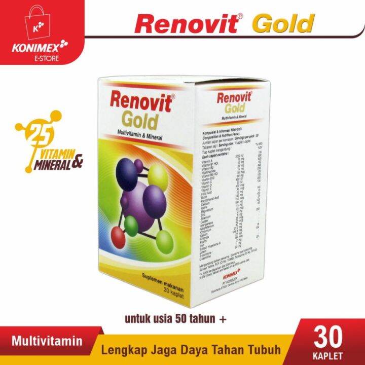 RENOVIT GOLD Multivitamin & Mineral Botol 30 Sehat & Aktif di Usia 50 ...