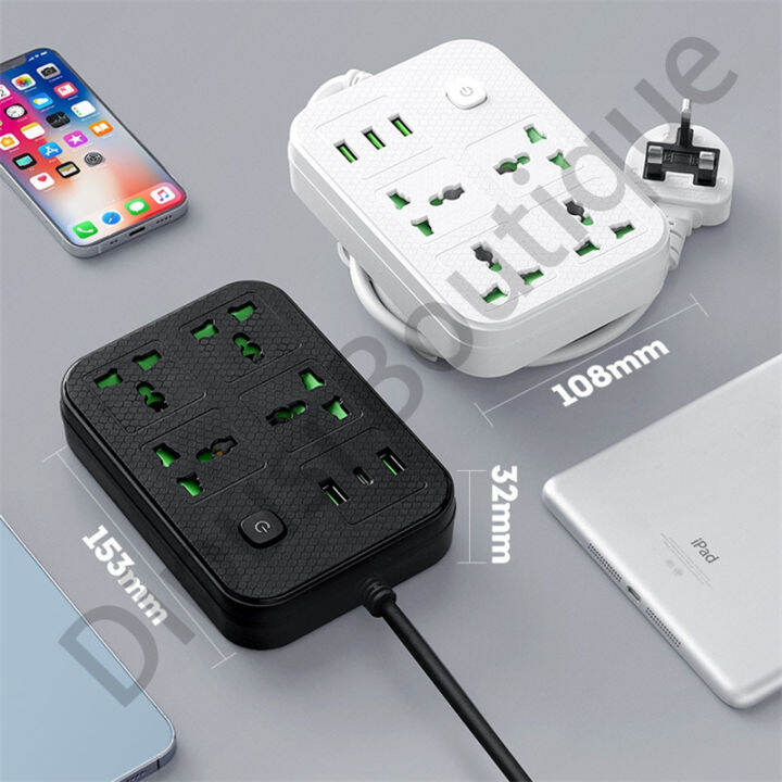 White 4 Way 5 Gang Singapore socket British Standard with Wire Strip ...