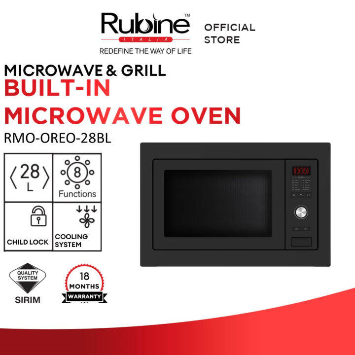 RUBINE RMO-OREO-28BL Built-in Microwave Oven with capacity up to 28L ...