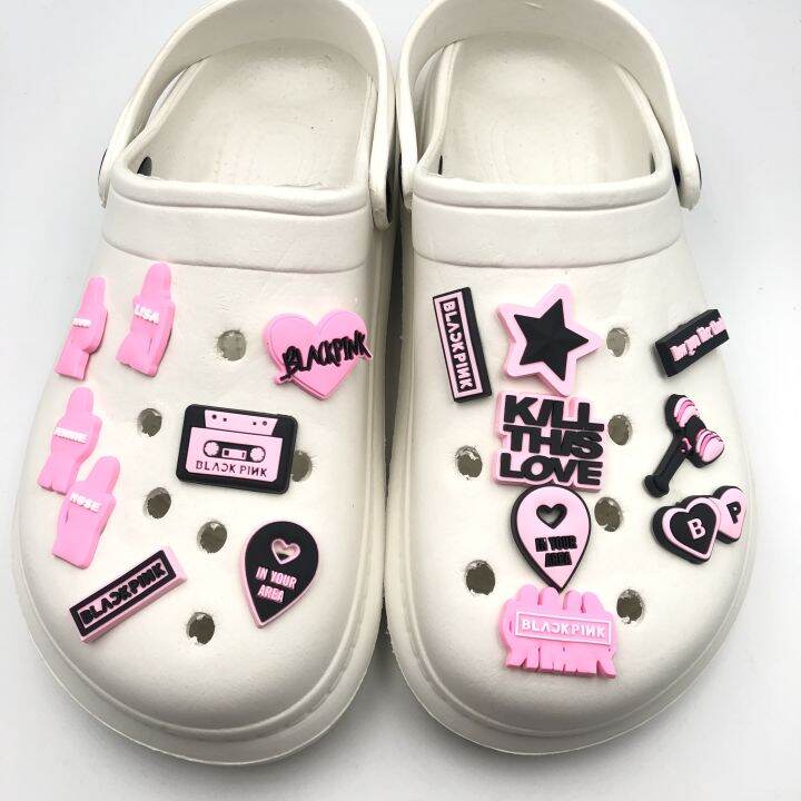 Black Pink design ibbitz Crocs Pins for shoes bags | Lazada PH