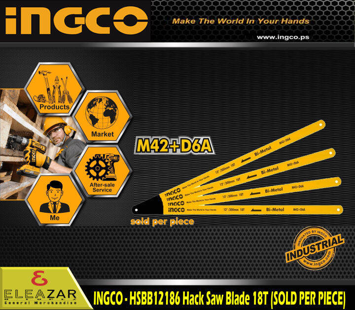 INGCO Bi-metal Hacksaw Blade 18T | 24T (HSBB12186, HSBB12246) | Lazada PH