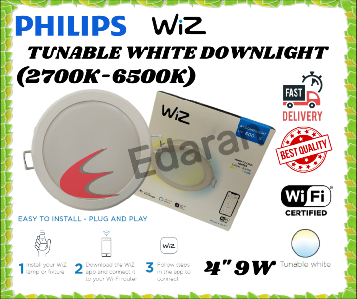 PHILIPS WIZ TUNABLE WHITE DOWNLIGHT 2700K - 6500K - 9W (4 INCH) AND 17W ...