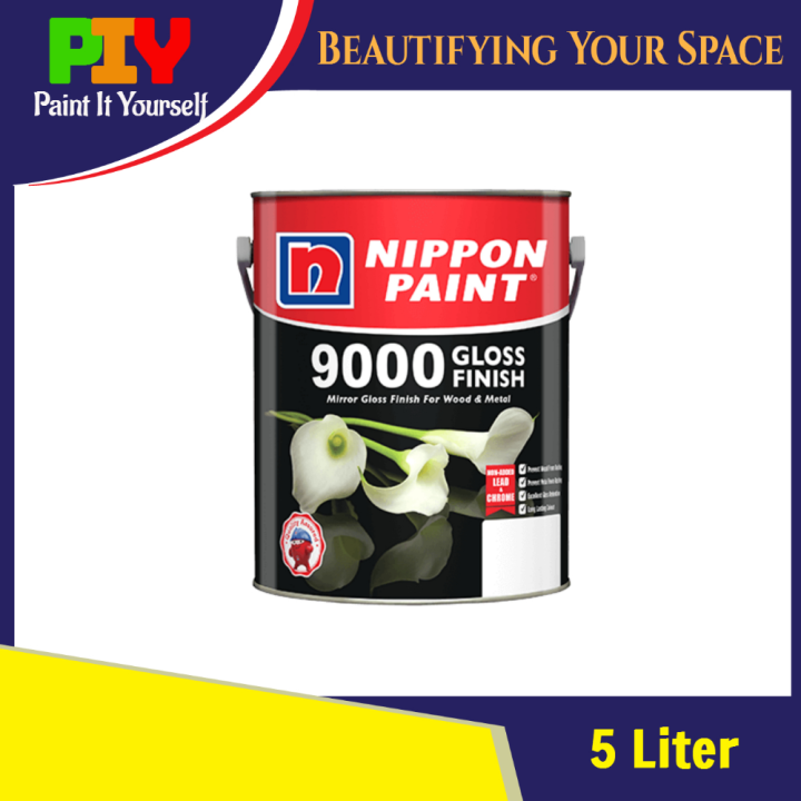 Nippon Paint 9000 Gloss Finish Gloss Paint Cat Minyak Besi Kayu 5L ...