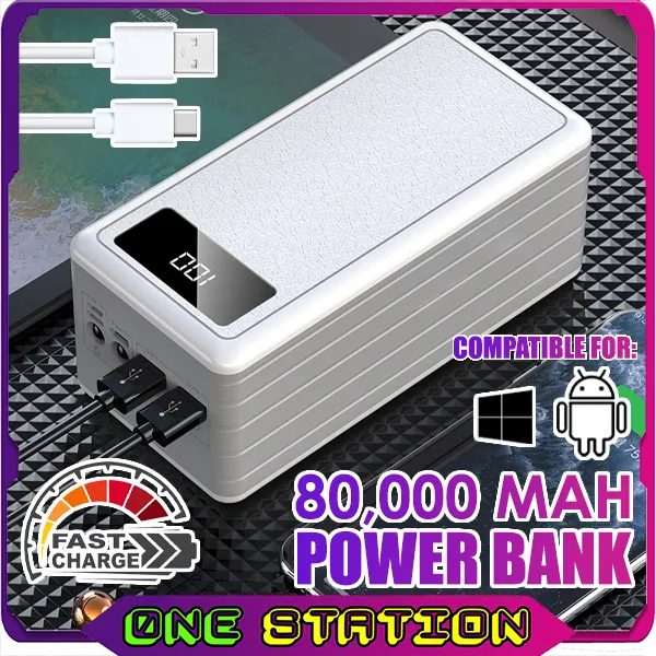 80000mAh Power Bank 2 USB 22.5W Fast Charging External Battery ...