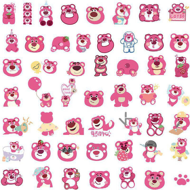 Sticker Lotso gấu dâu 30-60 ép lụa hình khác nhau /Ảnh dán Gấu dâu ...