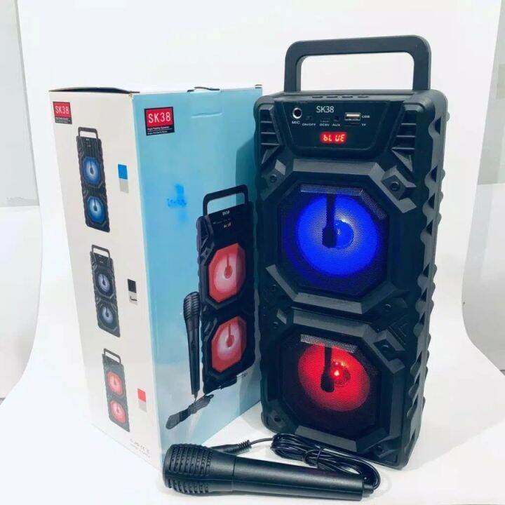SPEAKER BLUETOOTH SK-38 MIC KARAOKE PORTABLE KAROKE salon bluetooth ...