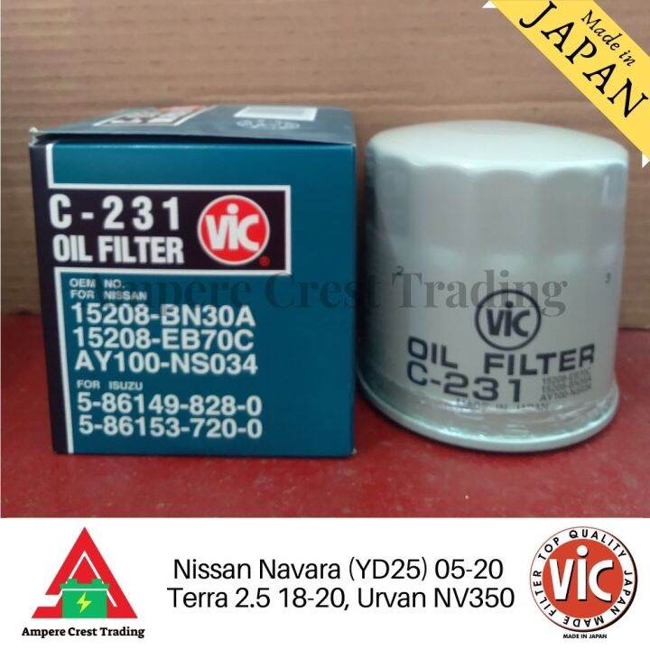 Vic Oil Filter C-231 for NP300 D23T 15-20, Navara D40 (TD25) 05-15 ...