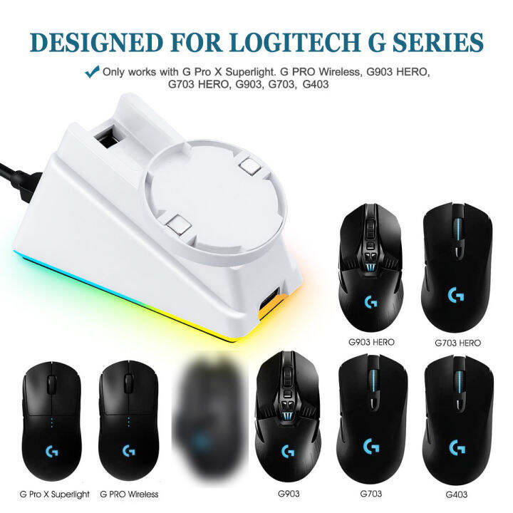 Charging Dock white for Logitech G403 GPW GPX G703 G903 Wireless Gaming ...