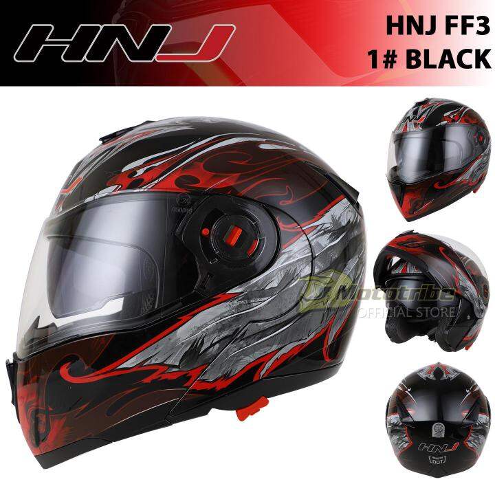 HNJ FF3 Full face Modular Motorcycle Helmet Dual Flip up Visor Modular ...
