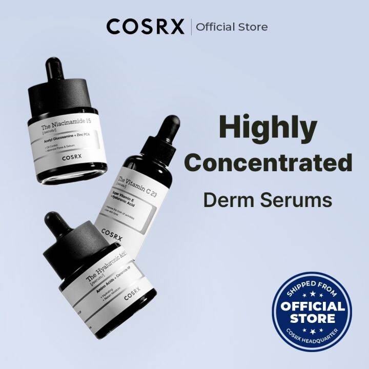 COSRX OFFICIAL The RX – Derm serums (20ml), The Niacinamide 15, The Vitamin C 23, The Hyaluronic ...