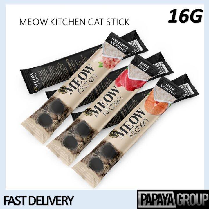[ PAPAYA GROUP ] MEOW Kitchen Cat Stick 16G - High Vitamin Creamy Cat ...