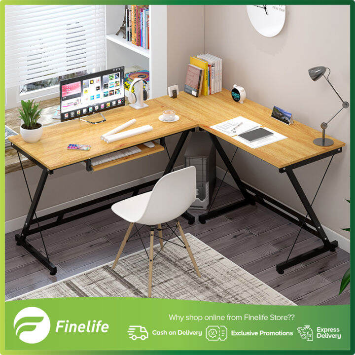 Finelife Minimalist Executive Corner Computer Table (L Shaped Table ...