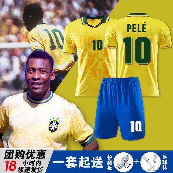 Brazil throwback jerseys pele in the national team training suit omar ...