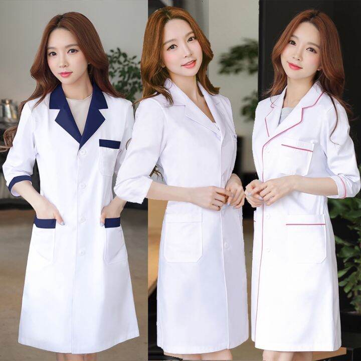 Free Embroidery Lab Gown Lab Coat for Women,Hospital Medical Doctor ...
