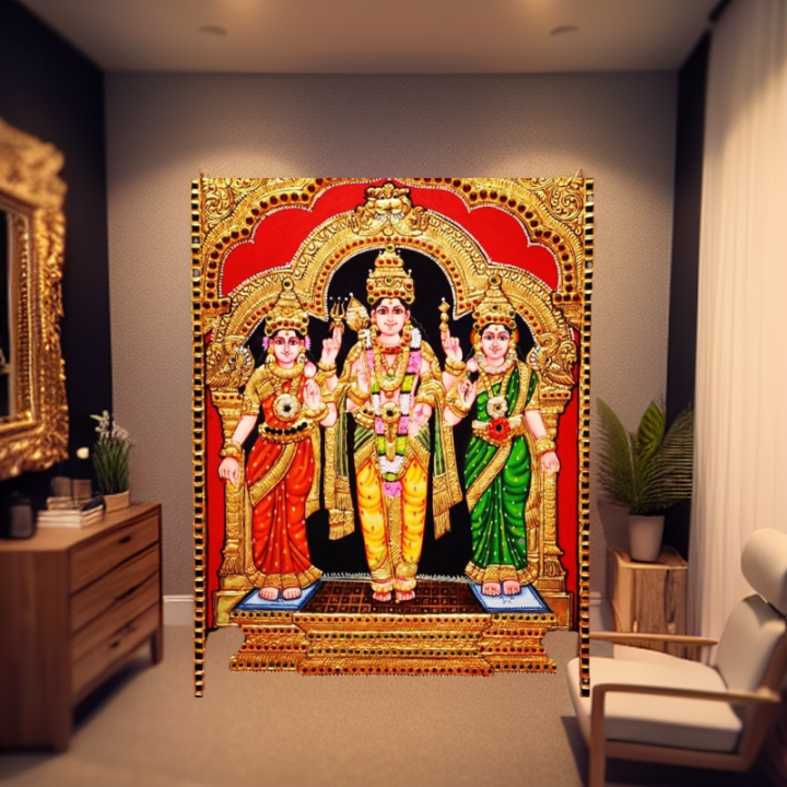Murugan, Valli, Devasana Original Tanjore Painting Wall Decor | Lazada