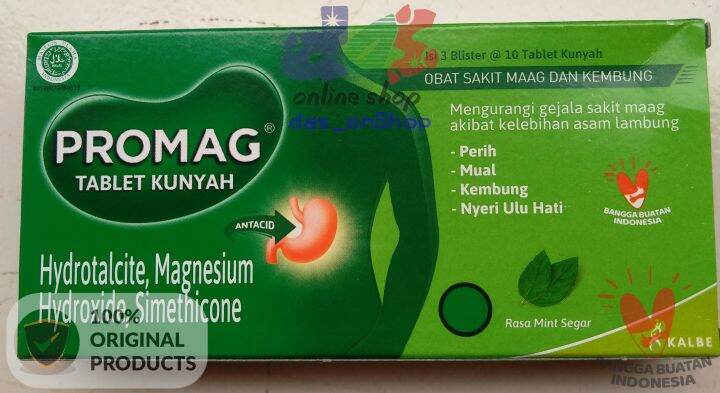 Promag Tablet Obat Sakit Maag dan Kembung 1 Box Kotak isi 3 Blister ...
