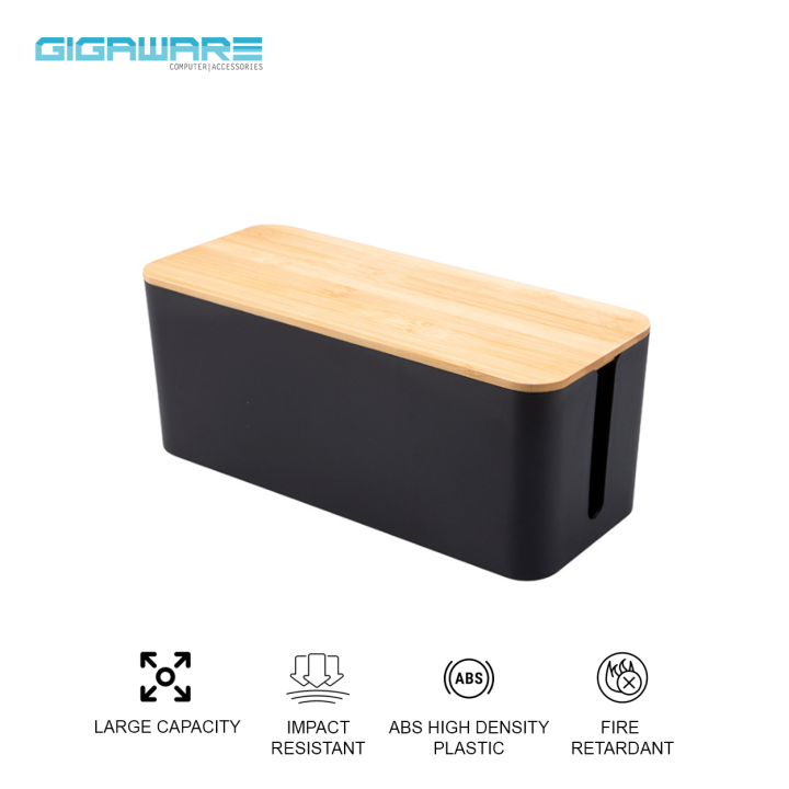 Gigaware Cable Storage Box Cord Organizer Box Wooden / Plastic Style ...
