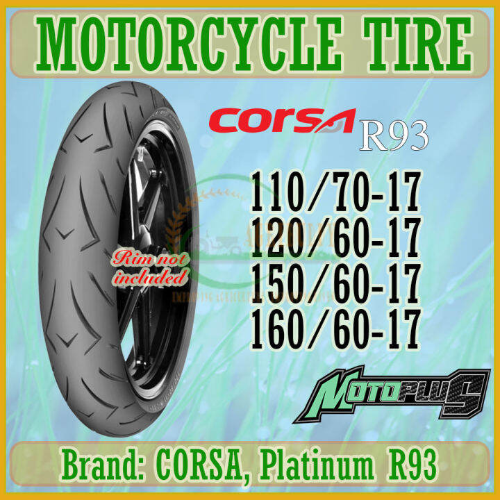 Motorcycle Sleek TUBELESS Tire Rim 17 110 120 150 160 Brand CORSA ...