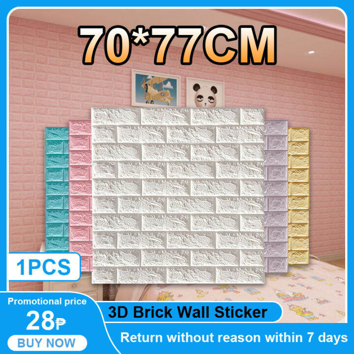 Wallpaper size 70X77cm Wall Stickers PE Foam 3D WallPaper Brick safety ...