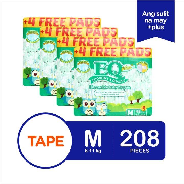 '=+EQ Plus Jumbo Pack Medium 52's x 4 packs (208 pcs) - Tape Baby ...