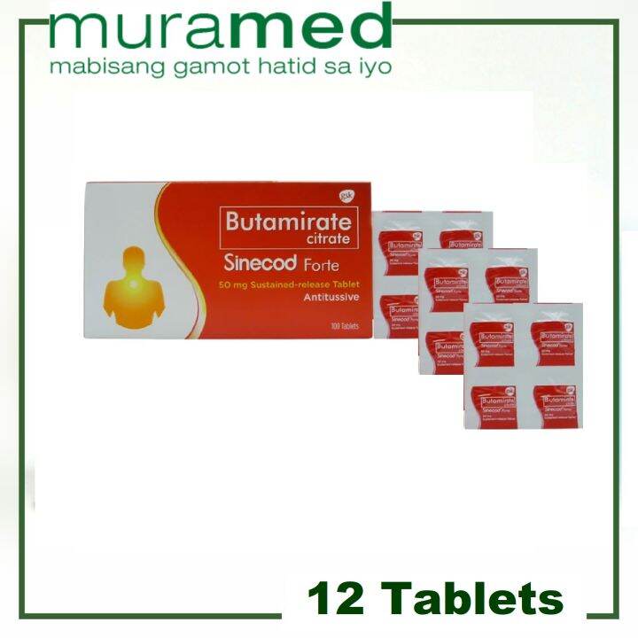 Sinecod Forte Butamirate Citrate SR 50mg Tablet 12's | Lazada PH