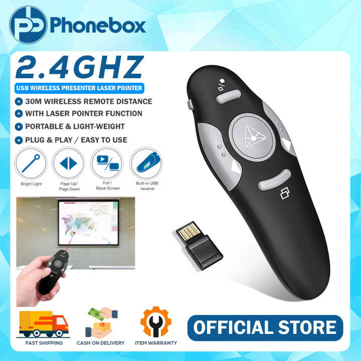 PHONEBOX 2.4GHz Wireless Presenter RF Remote Presentation USB Control PowerPoint PPT Clicker ...