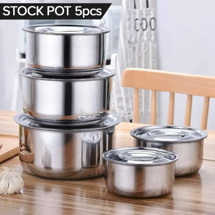 5PCS Stainless Steel Stock Pot Set Cookware | Lazada PH
