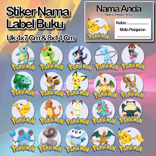 Stiker Label Buku Pokemon pikachu pikacu lucu karakter Karakter Lucu ...