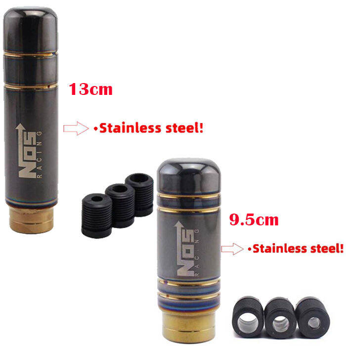 N-2 NOS Shift Gear Knob Black Gold Stainless Steel Universal 9.5CM 13CM ...