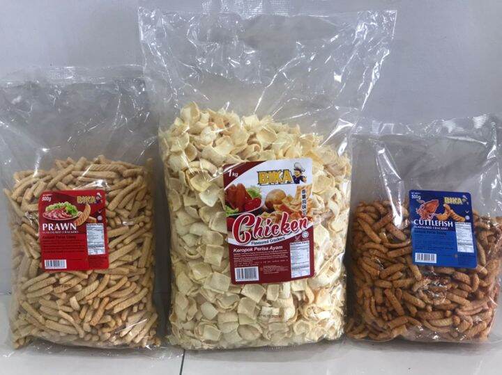 Bika Snack Prawn, Cuttlefish, Chicken, Seafood Flavour, 1 KG, 500g | Lazada
