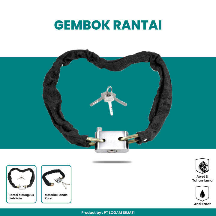 GEMBOK RANTAI 60CM / 100CM - UKURAN ADA DI VARIASI / GEMBOK PAGAR ...