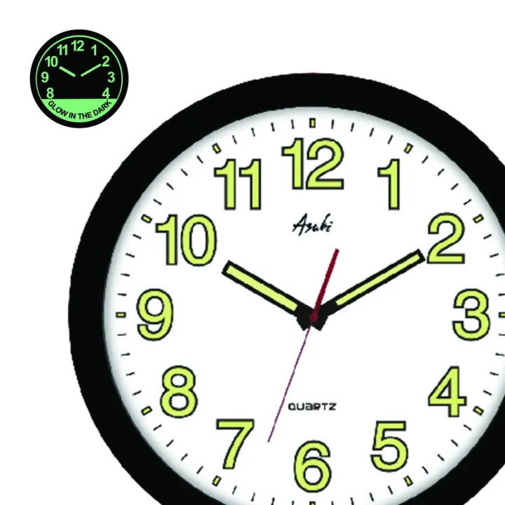 Asahi 14 Inches Glow in the Dark Round Wall Clock HC 2614 | Lazada PH