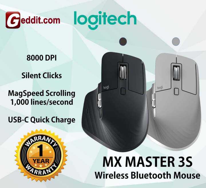 LOGITECH MX MASTER 3S WIRELESS BLUETOOTH MOUSE WITH HYPER FAST SCROLL ...