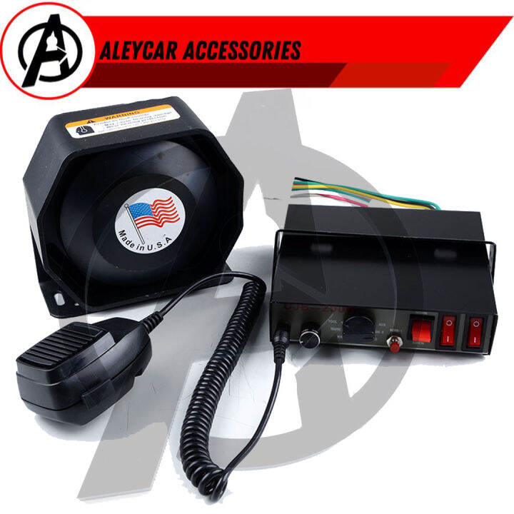 12V CJB 200W USA Police Siren Design Alarm Siren with Megaphone MIC ...